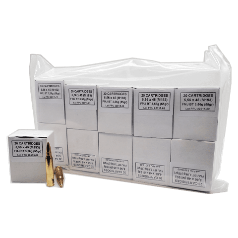 5.56 NATO – PPU M193 55 Grain Full Metal Jacket – 200 Rounds