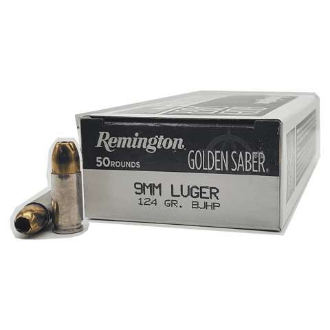 9mm – Remington Golden Saber 124 Grain BJHP – 50 Rounds