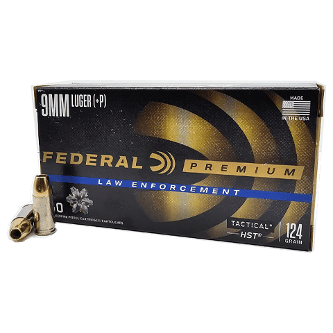 9mm – Federal HST LE 124 Grain +P Jacketed Hollow Point – 50 Rounds