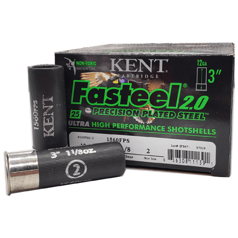 12 Gauge – Kent Fasteel 2.0 Plated Steel #2 Shot 3″
