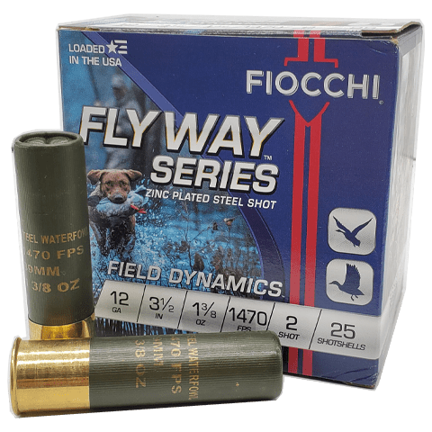 12 Gauge – Fiocchi 3-1/2″ Fly Way Series #2 Steel Shot – 25 Rounds