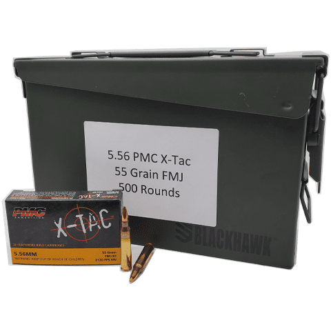 5.56 NATO – PMC X-Tac 55 Grain FMJ 500 Round Can