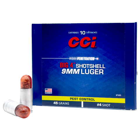 9mm – CCI Shotshell 45 Grain #4 Shot Aluminum Case – 10 Rounds