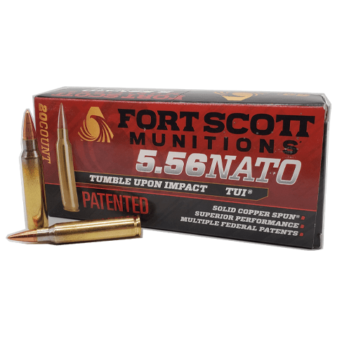 5.56 NATO – Fort Scott 55 Grain Solid Copper Tumble Upon Impact – 20 Rounds