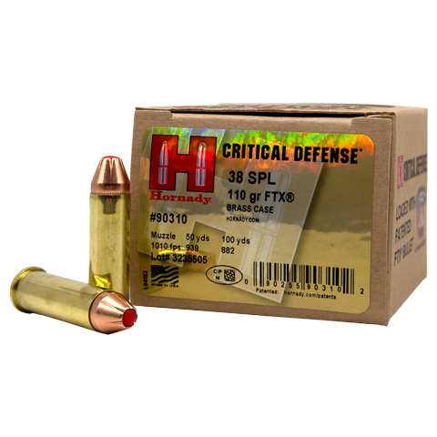 38 Special – Hornady Critical Defense 110 Grain FTX – 25 Rounds