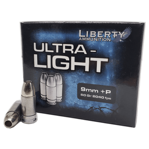 9mm – Liberty Ultralight 50 Grain +P Shell Shock Case – 20 Rounds