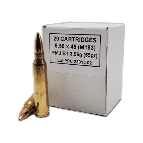 5.56 NATO – PPU M193 55 Grain Full Metal Jacket – 20 Rounds