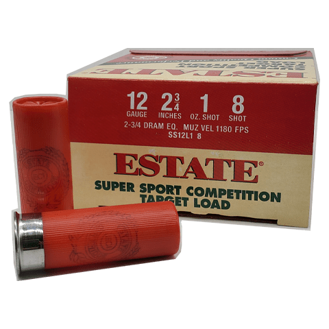 12 Gauge – Estate 2-3/4″ #8 Lead Shot 1 oz – 25 Rounds