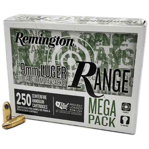 9mm – Remington Range 115 Grain FMJ 250 Rds. Mega Pack