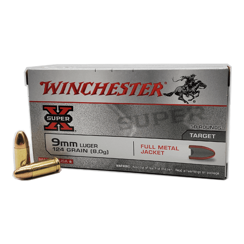 9mm – Winchester Super-X 124 Grain FMJ – 50 Rounds