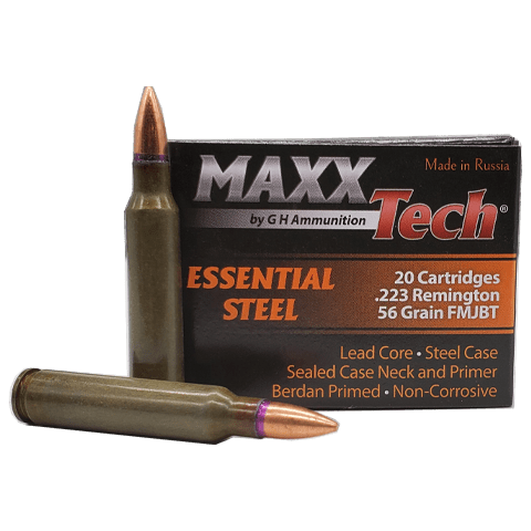 223 Rem – MaxxTech 56 Grain Full Metal Jacket Steel Case