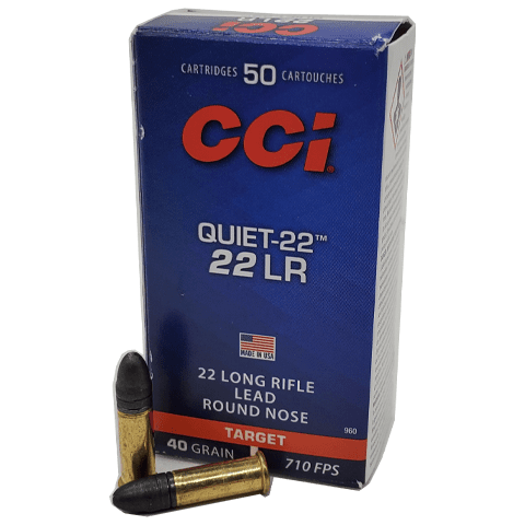22 Long Rifle – CCI Quiet 40 Grain Lead Round Nose- 50 Rounds