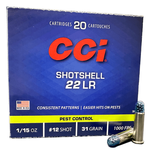 22 Long Rifle – CCI Shotshell 31 Grain #12 Lead Shot – 20 Rounds