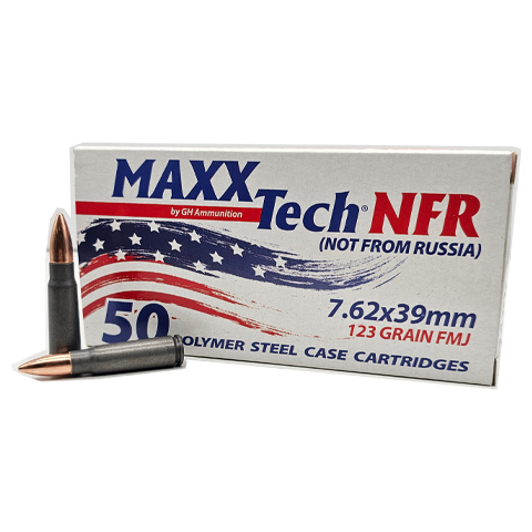 7.62×39 – MaxxTech 123 Grain FMJ Steel Case – 50 Rounds