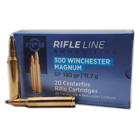 PPU 300 Winchester Magnum Ammo 180 Grain Jacketed Soft Point Box of 20