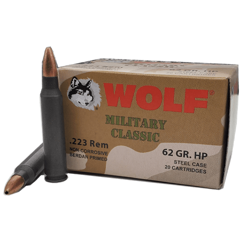 223 Rem – Wolf Military Classic 62 Gr. HP Steel Case